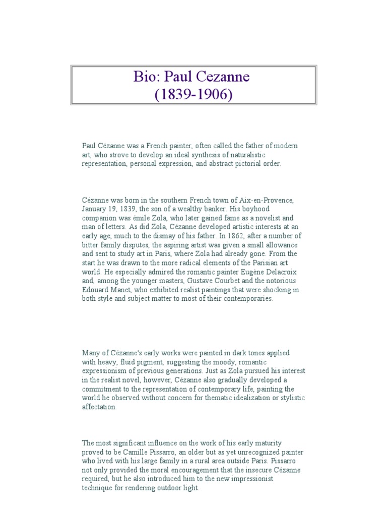 Paul Cezanne: The Father of Modern Art and His Groundbreaking Synthesis ...