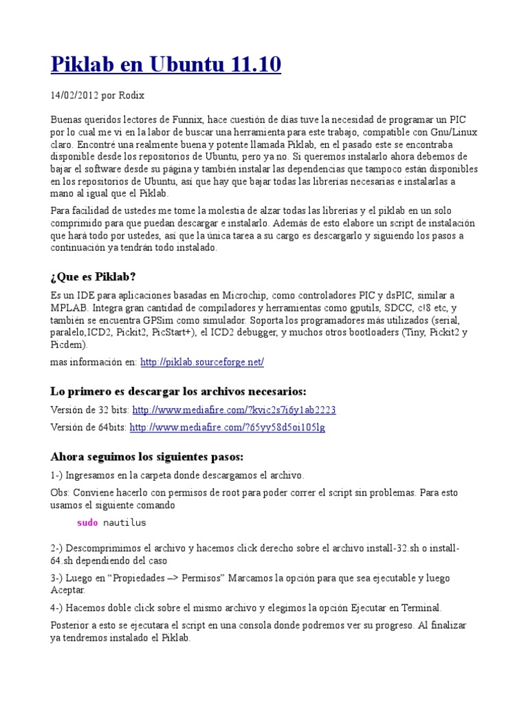 Piklab 04 | PDF | Ubuntu (sistema operativo) | Archivo de computadora
