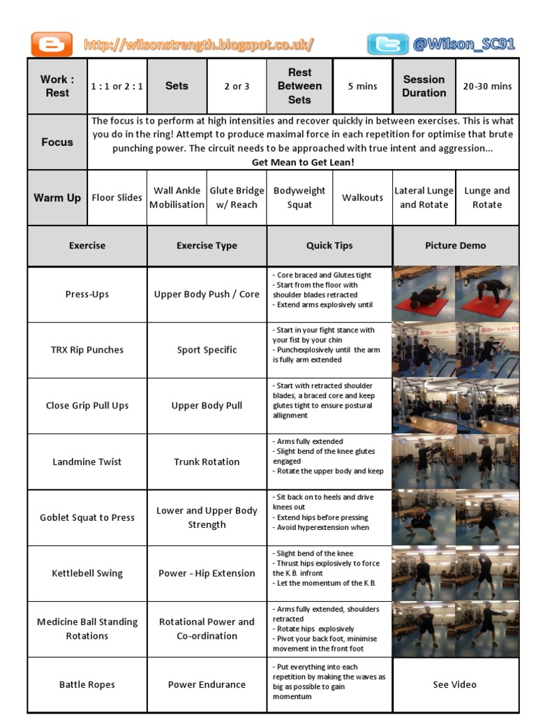 Boxing Strength and Conditioning Circuit | PDF
