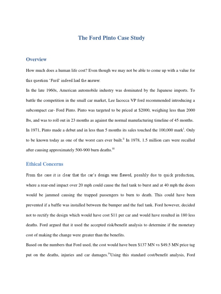 The Ford Pinto Case Study - Toshare | PDF | Automotive Equipment | Business