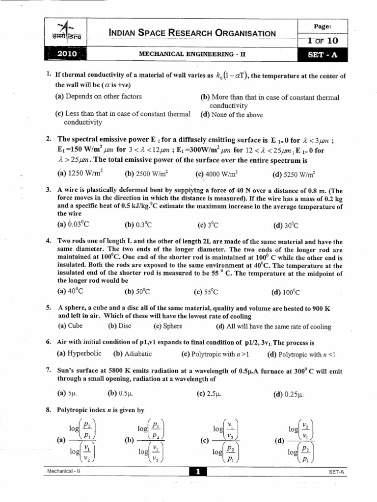 ISRO Mechanical Question Paper | PDF | Foreign Language Studies