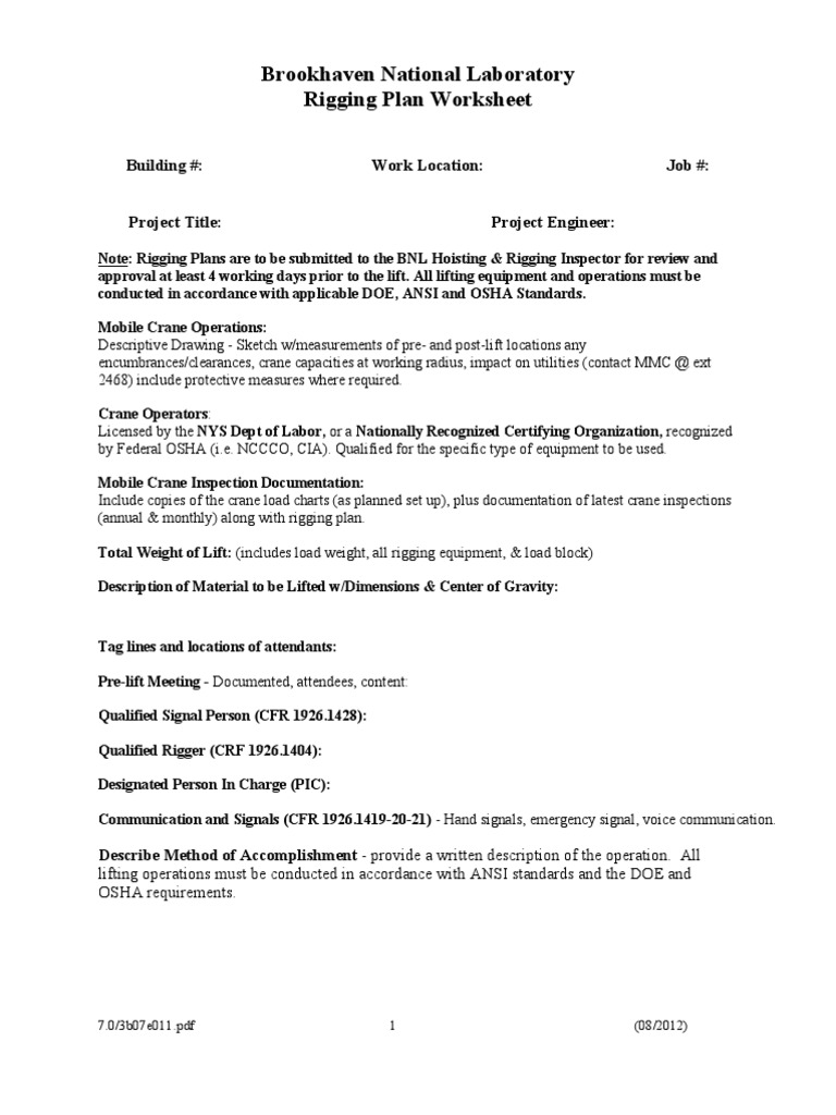 Rigging Plan Format | PDF | Crane (Machine) | Elevator