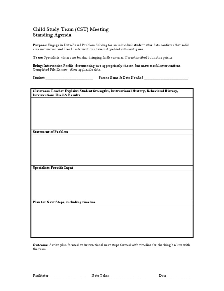 Child Study Team Meeting Agenda | PDF