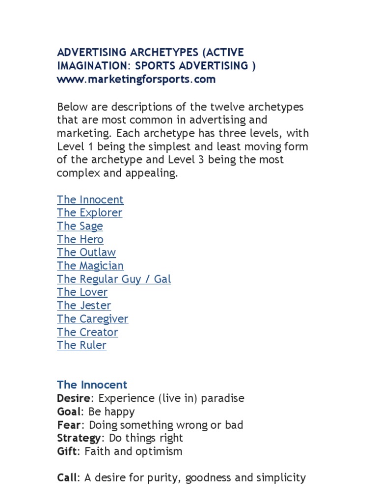 Advertising Archetypes | PDF | Altruism | Love