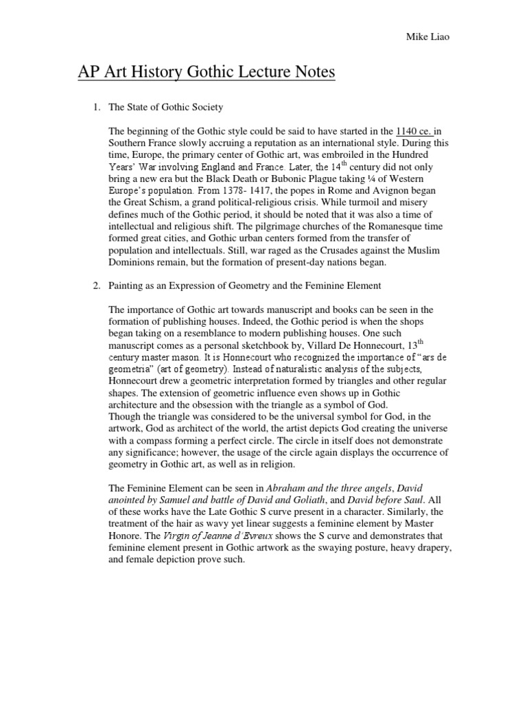 AP Art History Gothic Lecture Notes | PDF | Gothic Architecture ...