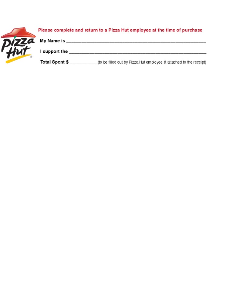 Pizza Hut Purchase Support Form | PDF