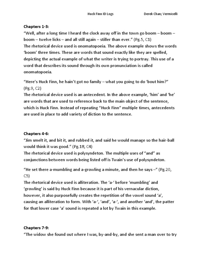 Huckleberry Finn Quoted Passages | PDF | Irony | Huckleberry Finn