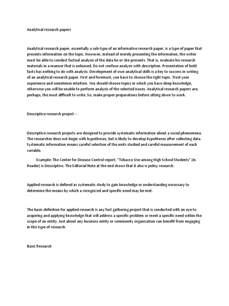 Analytical Research Papers | PDF | Field Research | Quantitative Research