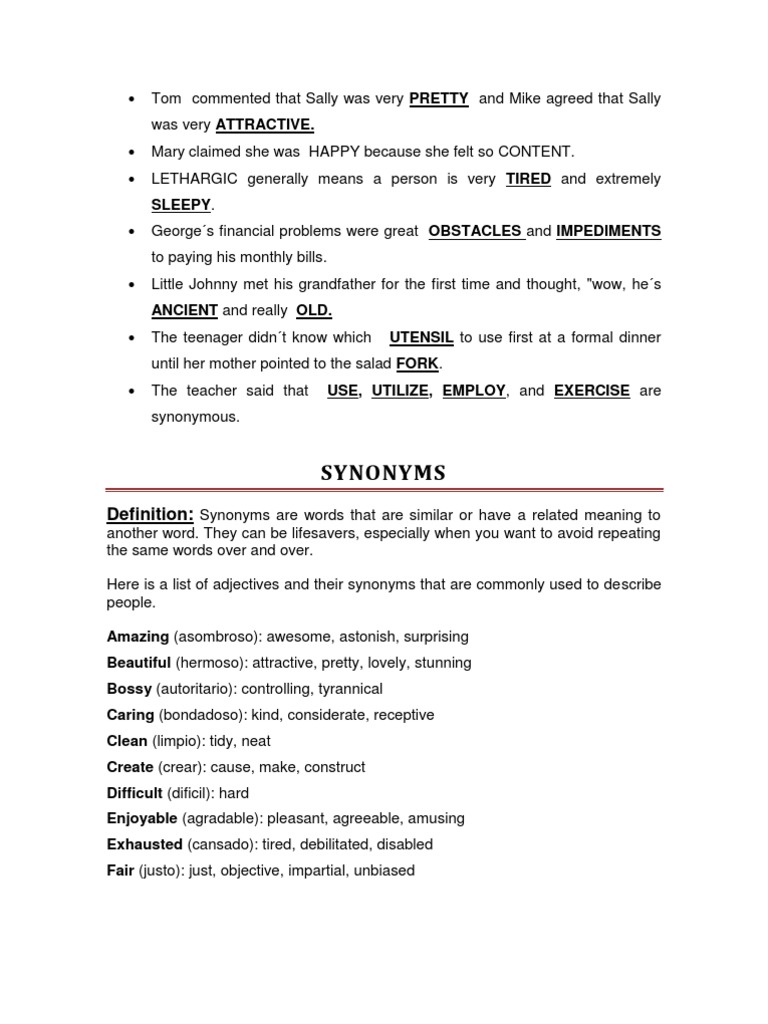 Synonyms Guide | PDF