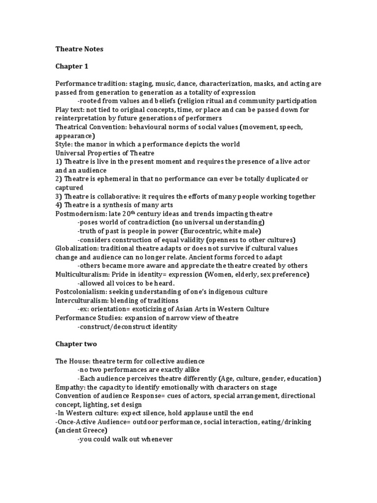 Theatre Notes | PDF | Theatre | Commedia Dell'arte