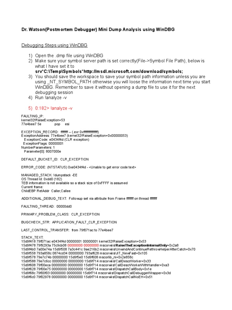 DR - Watson MiniDump Analysis Using WinDBG | PDF | Thread (Computing) | Information Technology ...