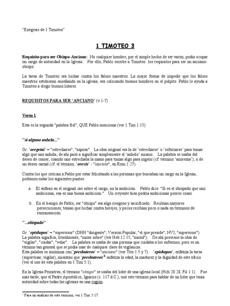 1 Timoteo 3 | PDF | Pablo el apóstol | Cristo (título)