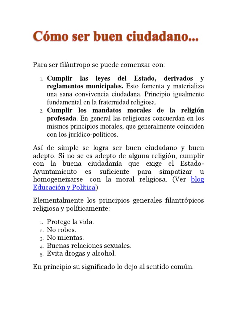 Cómo Ser Buen Ciudadano | Descargar gratis PDF | Amor | Moralidad