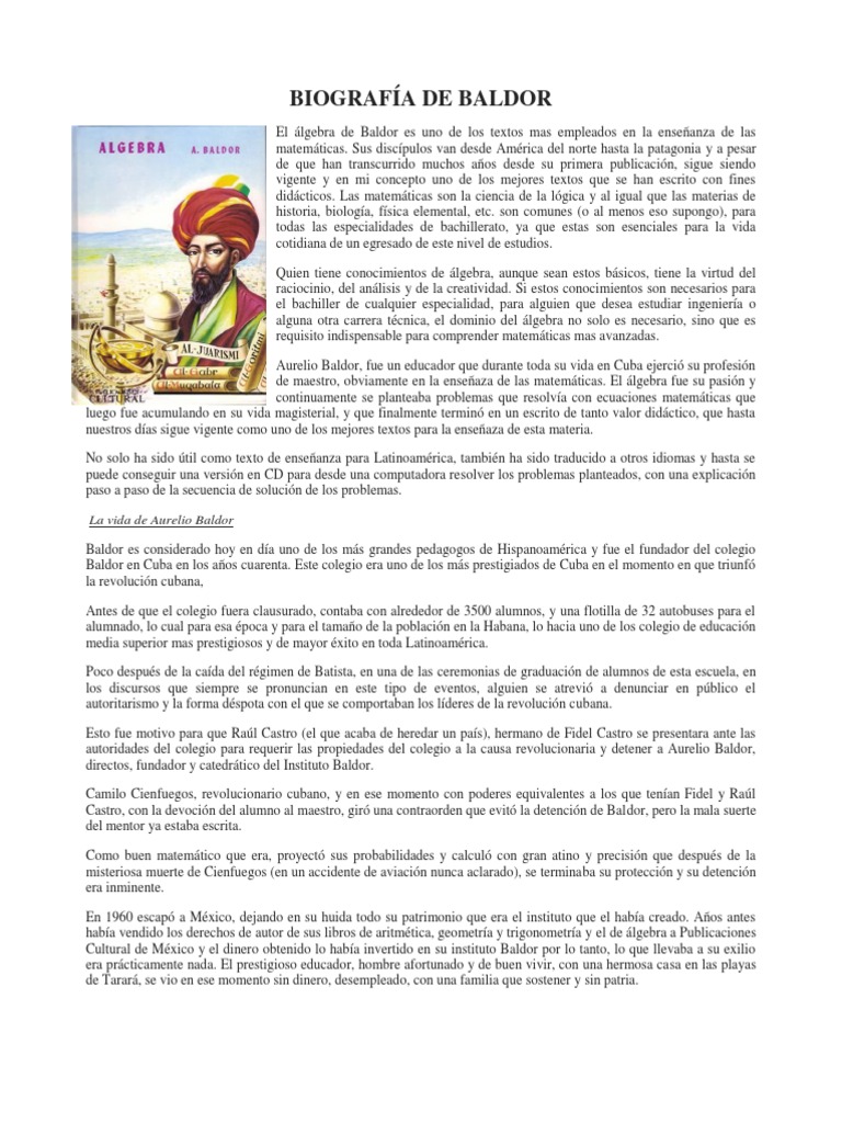 La vida y legado de Aurelio Baldor, el destacado educador y autor de ...