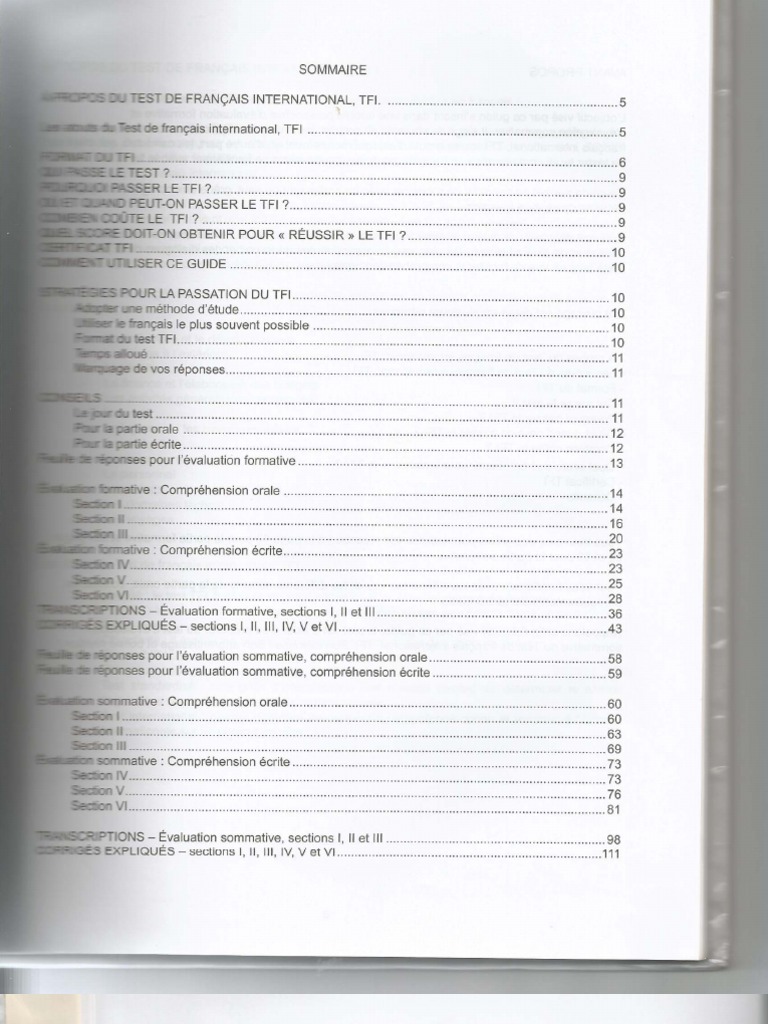 TFI - International French Test - Completo | PDF | Standardized Tests ...