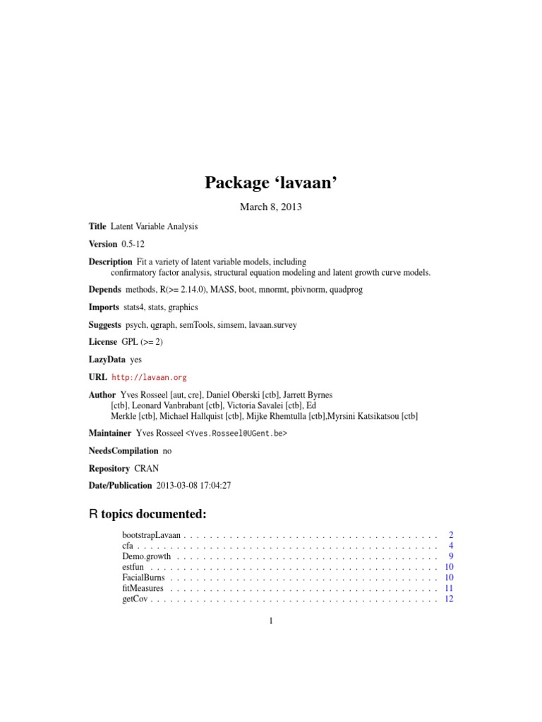 Lavaan | PDF | Covariance Matrix | Variance