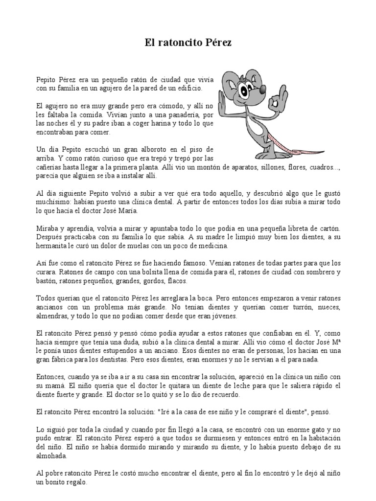 Cuento del Ratón Pérez para Imprimir | PDF | Hada de los dientes | Ocio