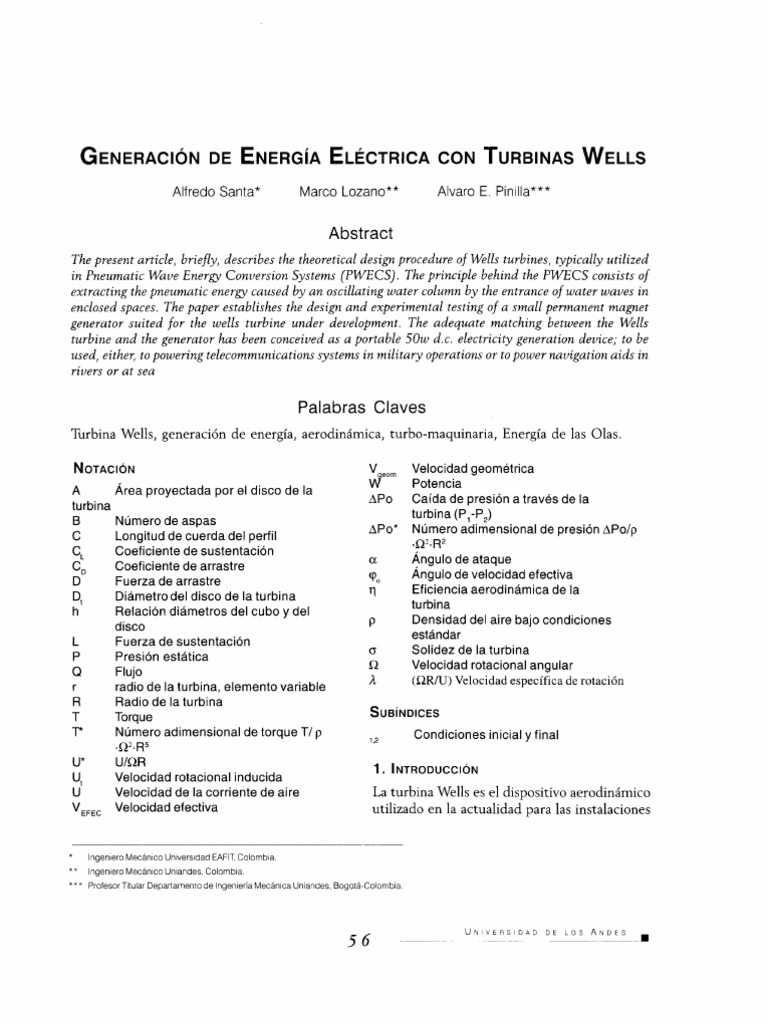 Generación Eléctrica con Turbinas Wells | PDF | Generador eléctrico ...
