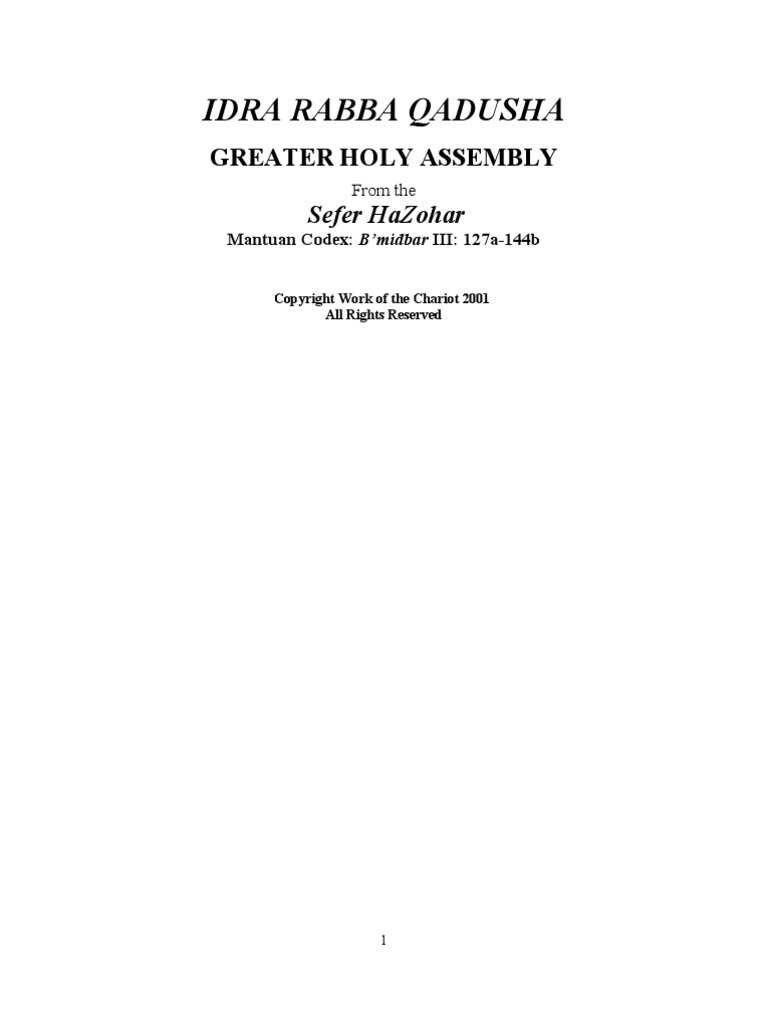 Zohar - Idra Rabba Qadusha - Greater Assembly | PDF | Kabbalah | Dyeing
