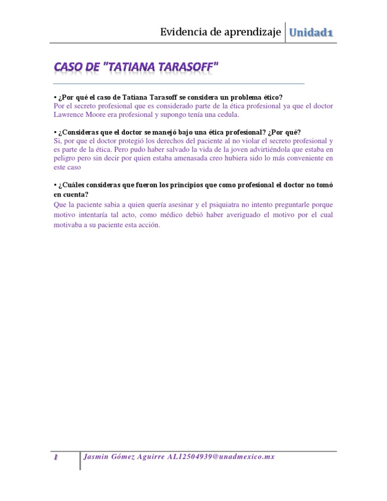 Caso de Tatiana Tarasoff | PDF
