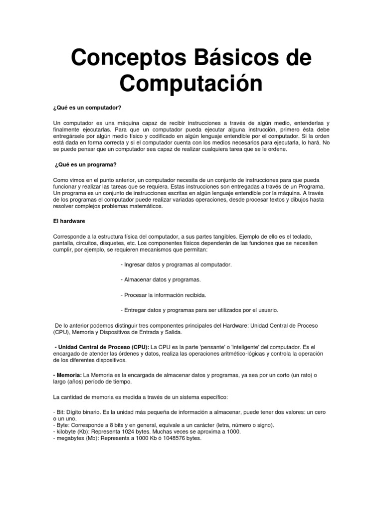 Conceptos Básicos de Computación | PDF