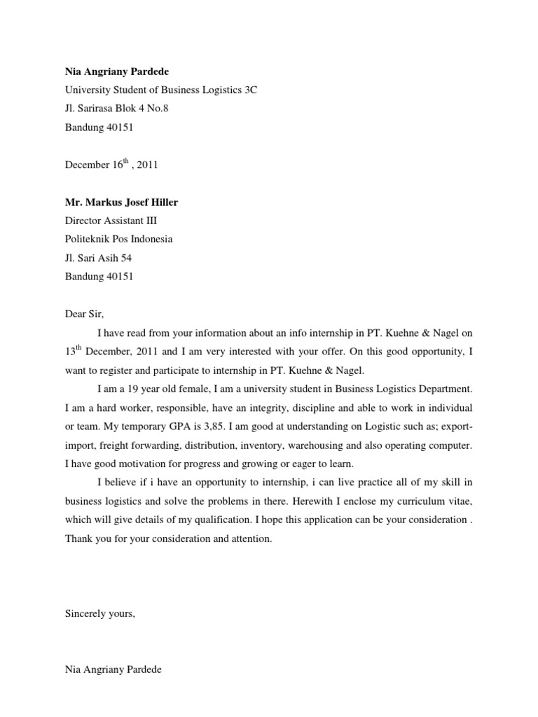 Surat Lamaran Internship | PDF