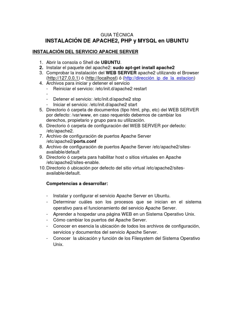Guia Práctica Apache2-Php-Mysql | PDF | Php | Hipertexto