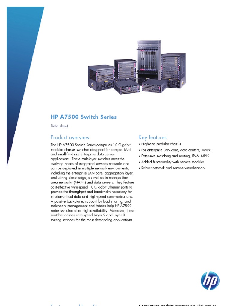 HP A7500 Switch Series: Product Overview Key Features | PDF | I Pv6 ...