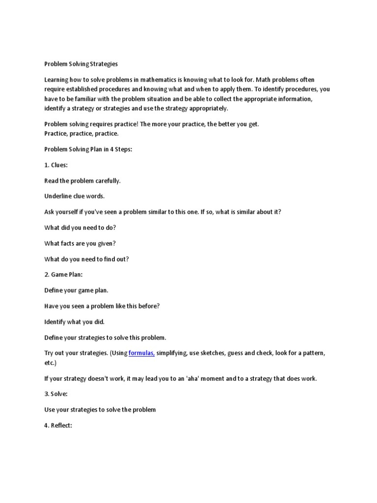 Problem Solving Strategies | PDF | Teaching Mathematics | Teachers