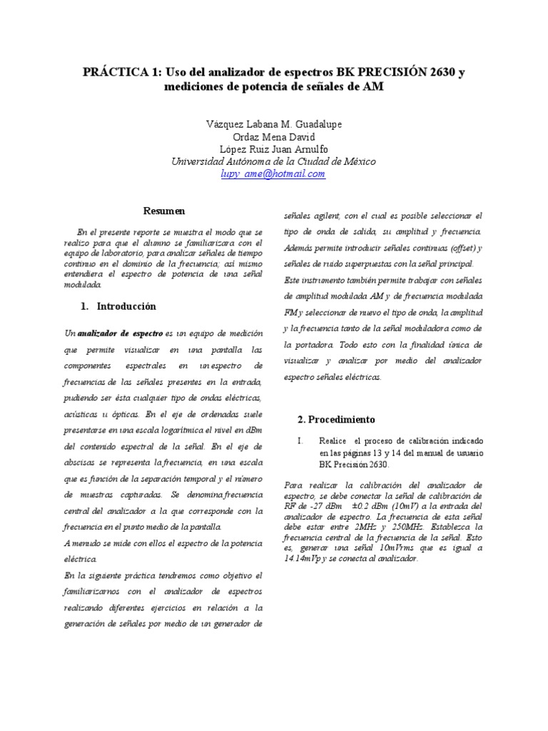 Reporte Con Formato Ieee | PDF | Densidad espectral | Modulación