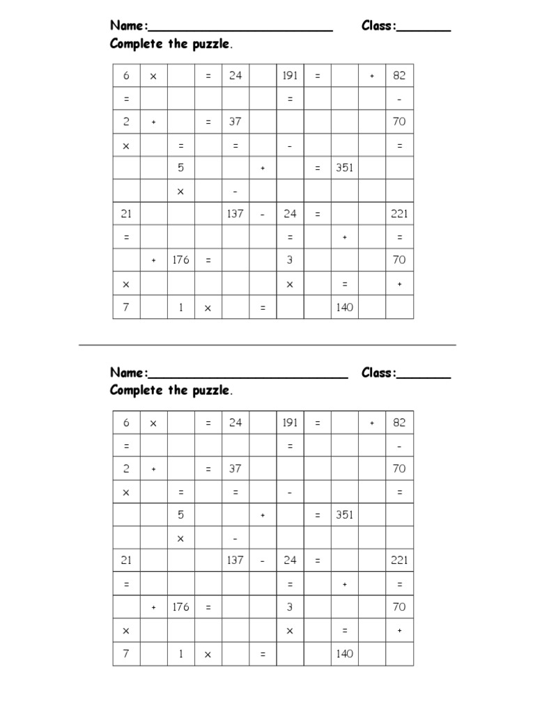 Name Class Complete The Puzzle PDF