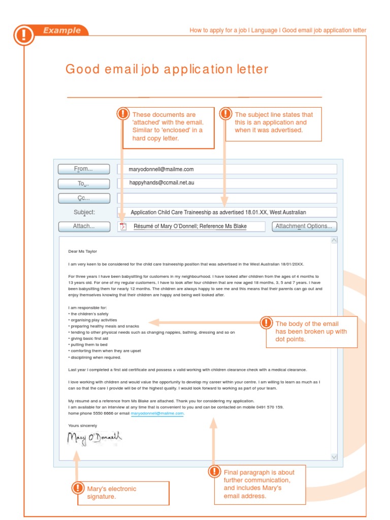 Good Email Job Application Letter: From... To... Cc... Subject: Attach ...