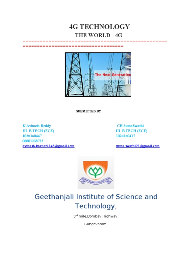 4g Technology Geethanjali Institute Of Science And Technology Pdf