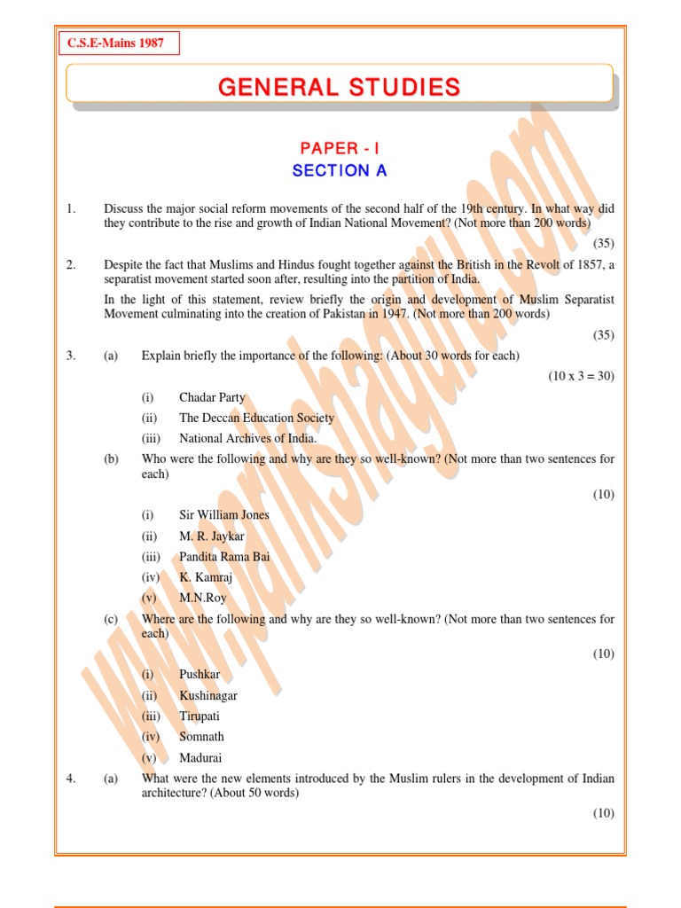 Civil Services Exam 1987 Overview | PDF | British Raj | Exports