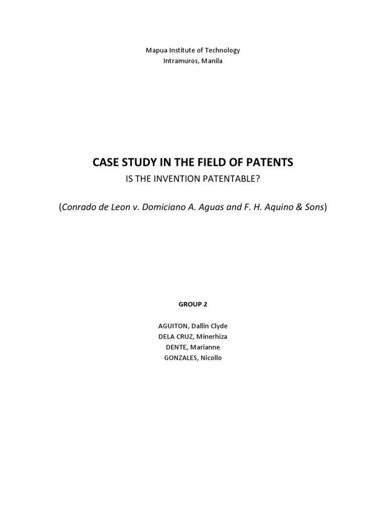 Case Study Group 2 | PDF | Invention | Patent