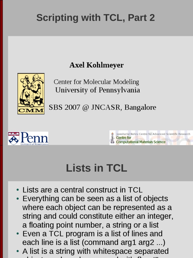 Scripting With Tcl Part 2 Axel Kohlmeyer Pdf String Computer Science Software Development