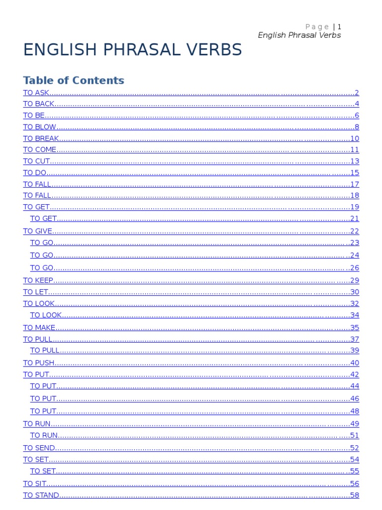English Phrasal Verbs | PDF | Wound | Nature