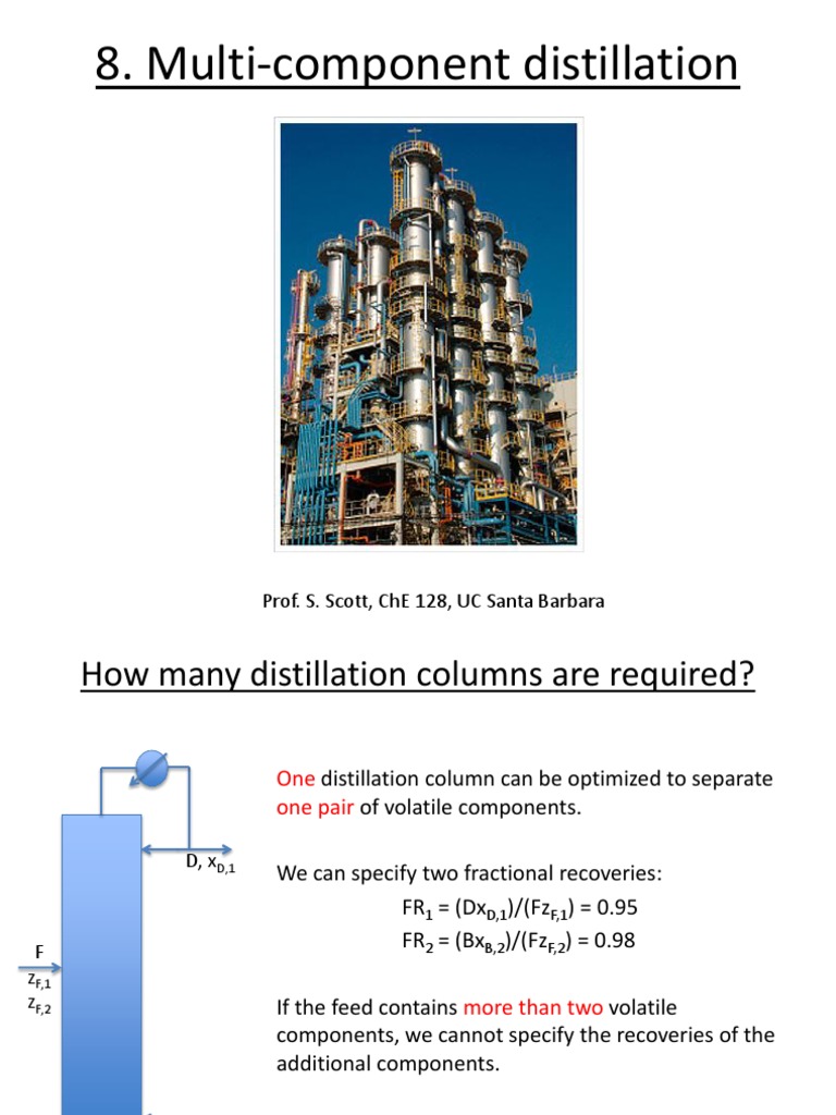 Multi-Component Distillation: Prof. S. Scott, Che 128, Uc Santa Barbara ...