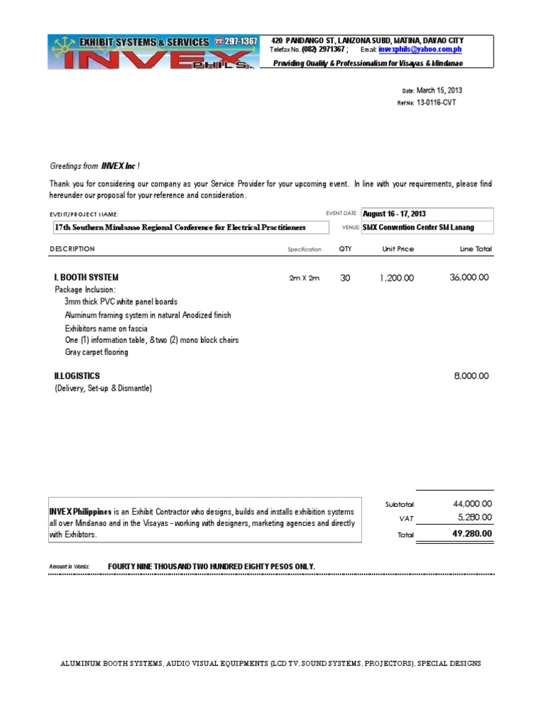 0116 - IIEE Booth System Quotation PDF | PDF | Lease | Indemnity