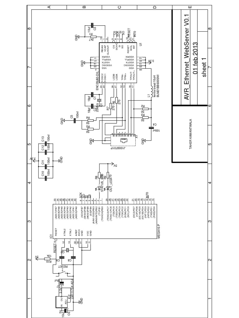 ENC28J60 Ethernet Module Schematic | PDF