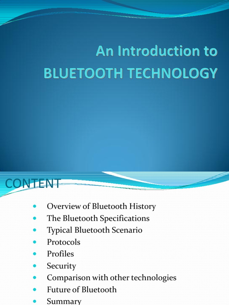 Introduction To Blueetooth | PDF | Bluetooth | Wireless