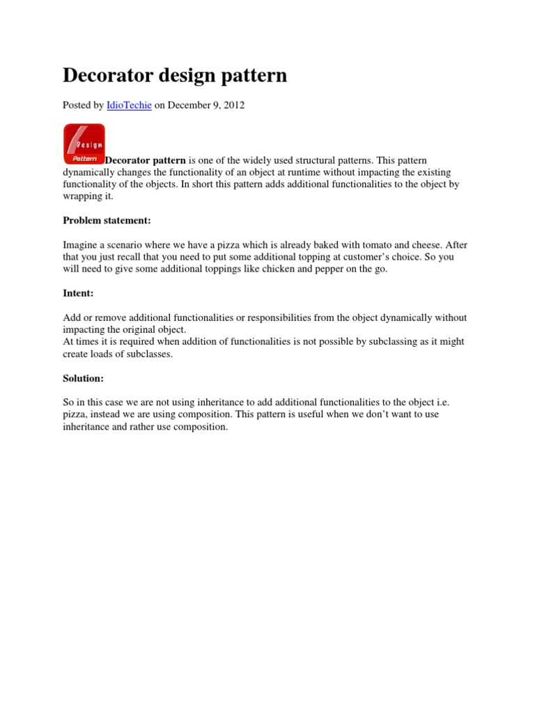 SKDecorator Design Pattern | PDF | Class (Computer Programming) | Inheritance (Object Oriented ...