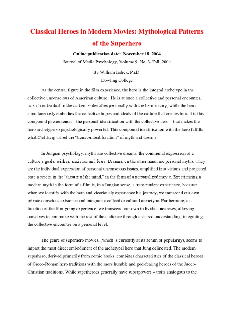 Classical Heroes in Modern Movies - Mythological Patterns of The ...