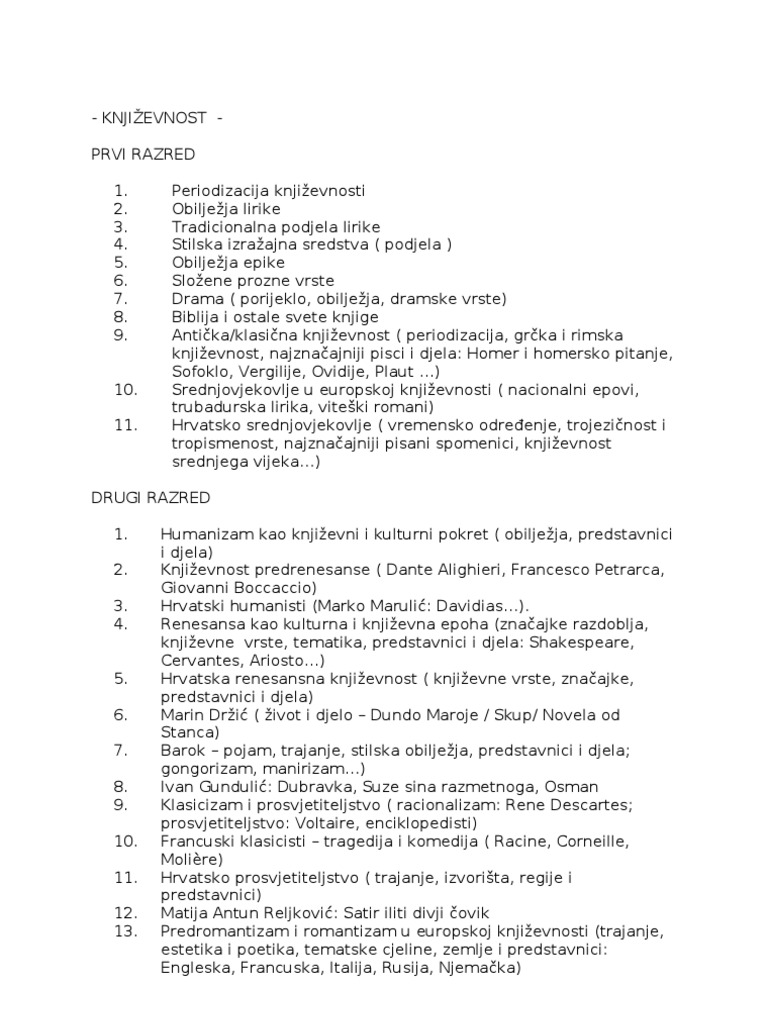 Pitanja Za Zavrsni Ispit | PDF