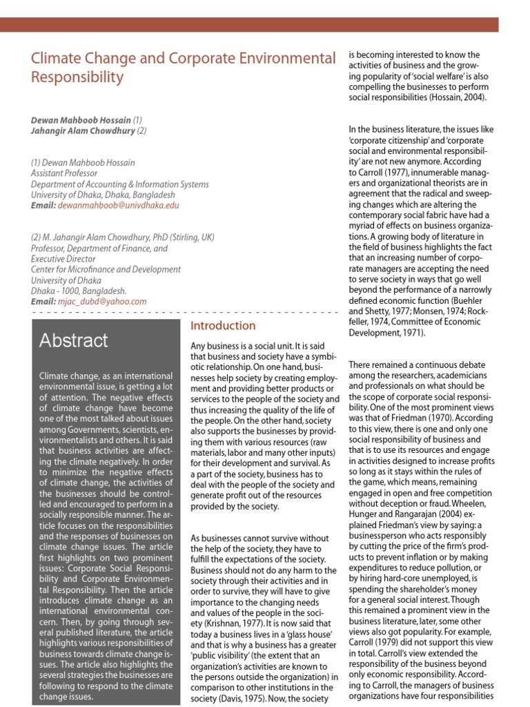 Climate Change and Corporate Responsibility | PDF | Kyoto Protocol ...