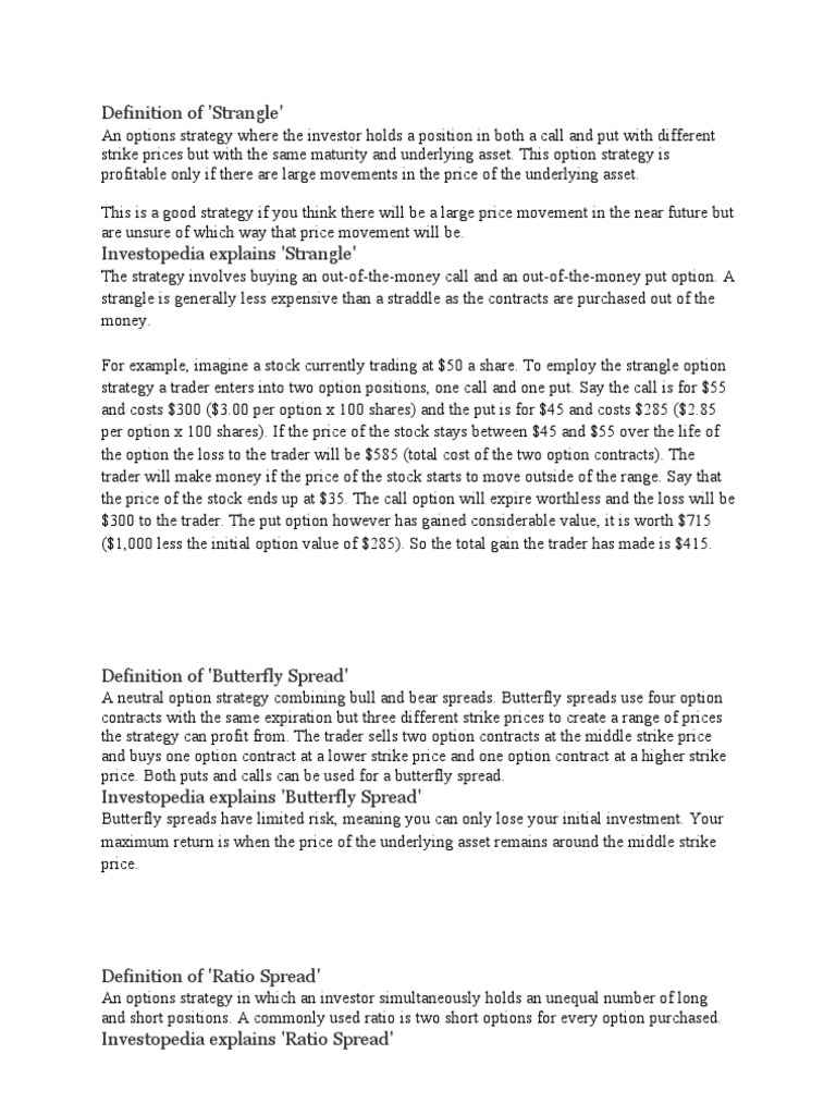 Definition of 'Strangle' | PDF | Option (Finance) | Call Option