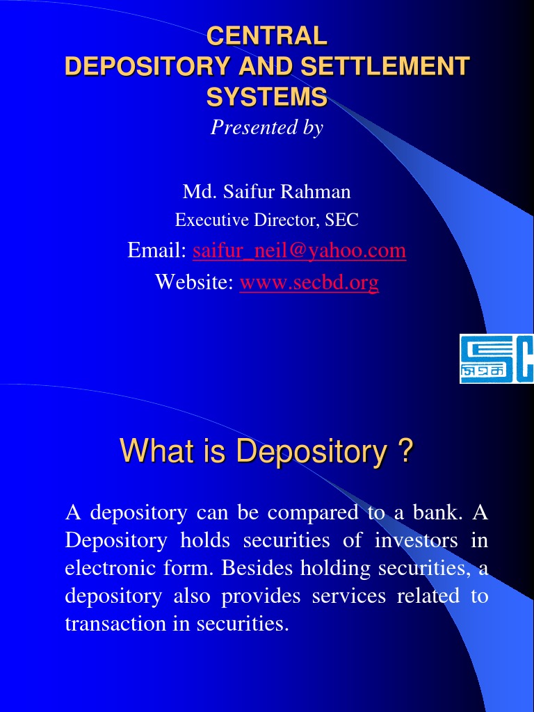Depository and Settlement Systems | PDF | Clearing (Finance) | Securities (Finance)