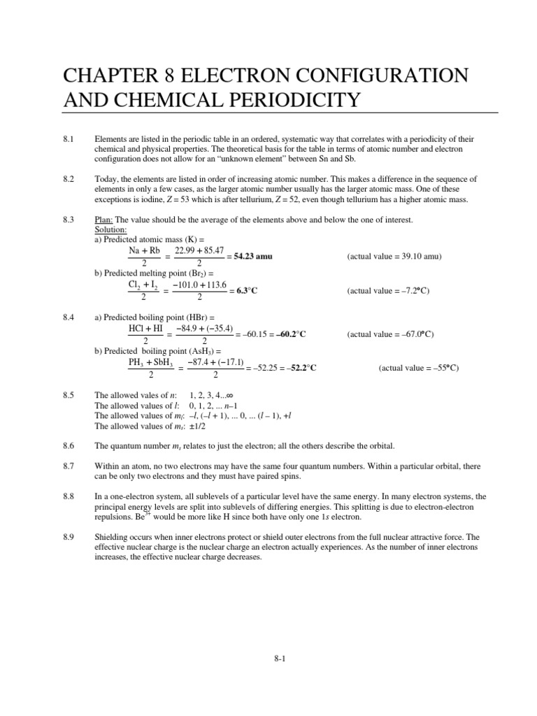 Chapter 8 Problems Key | PDF | Electron Configuration | Ion