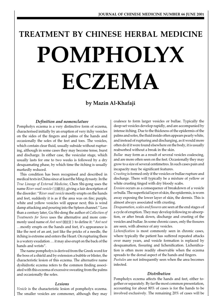 Pompholyx Eczema: Treatment BY Chinese Herbal Medicine | PDF ...