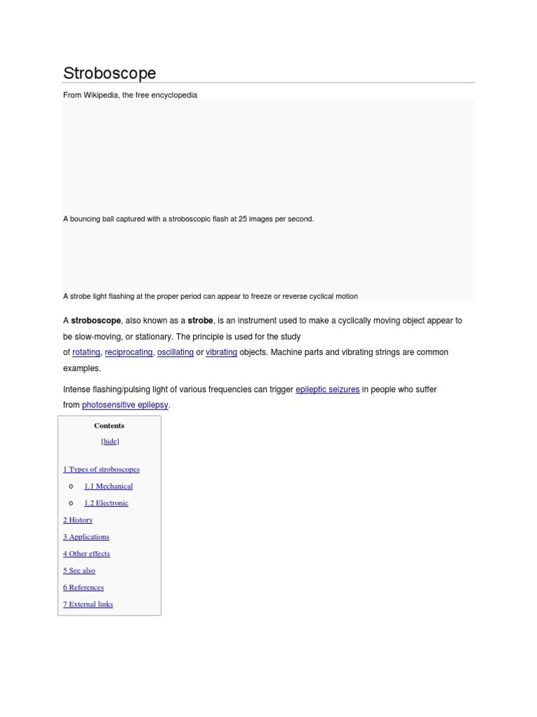 Stroboscope: From Wikipedia, The Free Encyclopedia | PDF | Light | Equipment